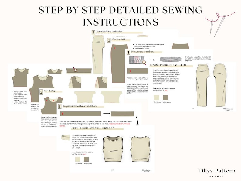 Crop Top and Skirt Set Sewing Patternxxs-4xl Slit Skirt Sewing ...