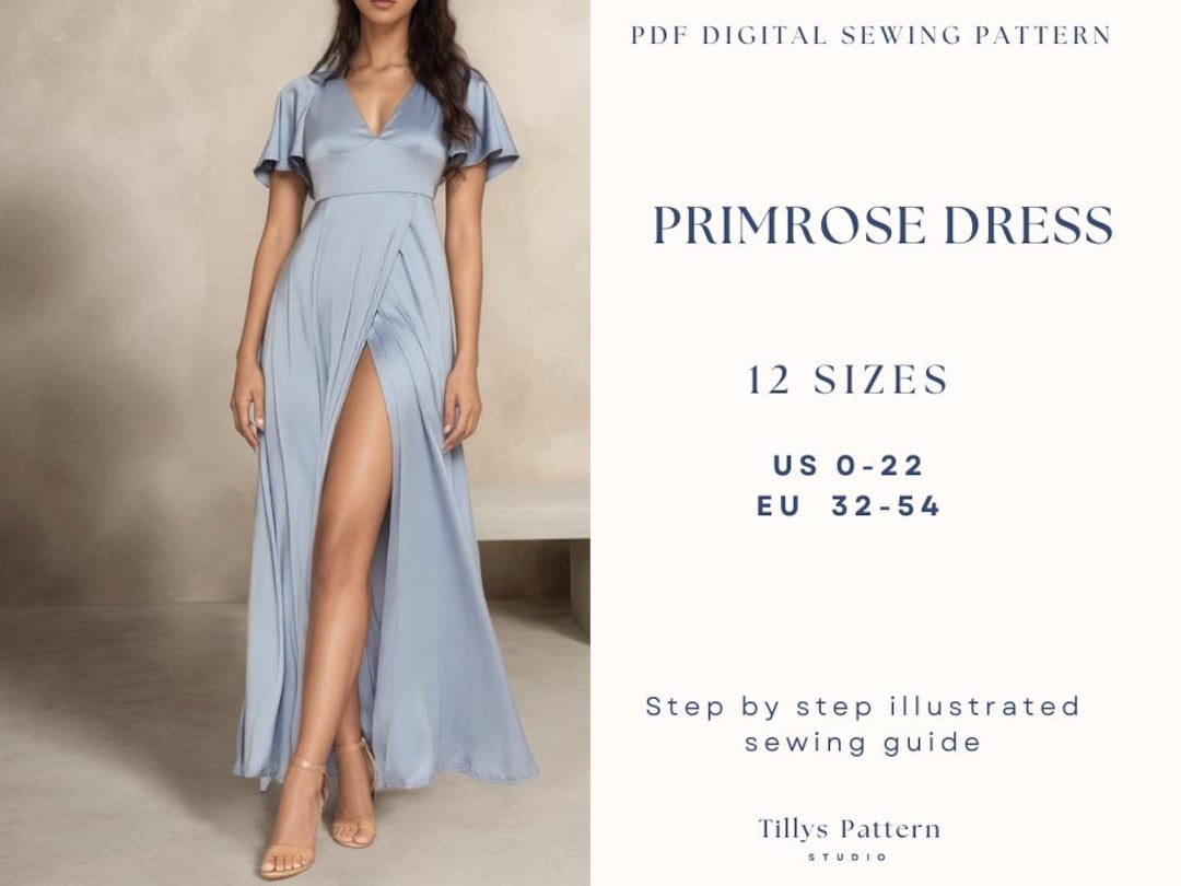 Satin Dress Pattern|prom Dress Pattern| Formal Dress Pattern| Maxi Slit ...