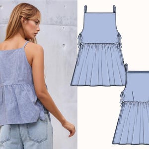 Side Tie Top Sewing Pattern| Beginner Pattern| Peplum Top| Blouse ...