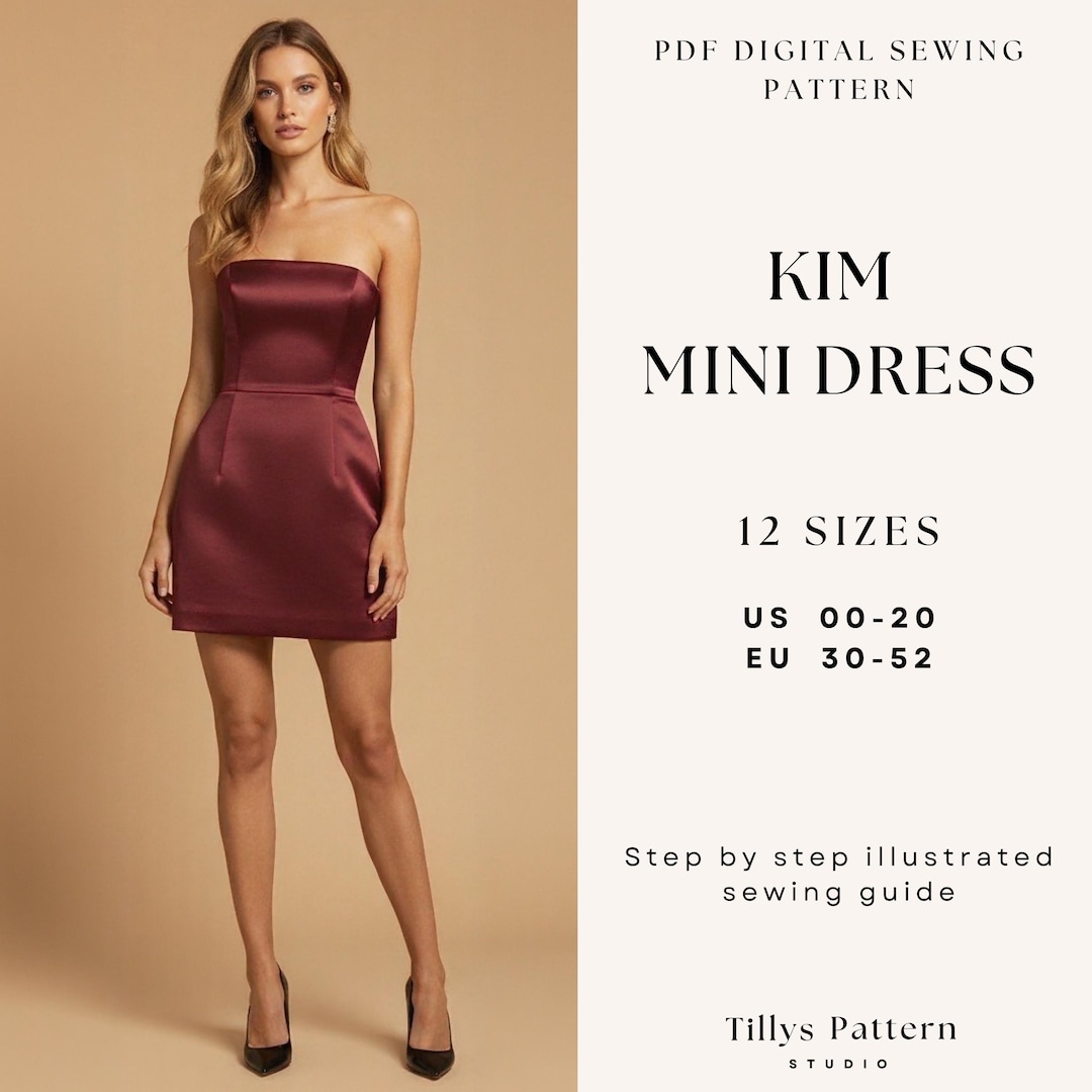 Corset Mini Dress Sewing Pattern| Strapless Mini Dress| Dress With ...