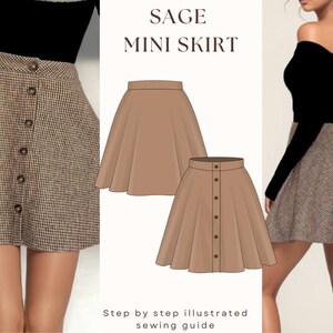 Mini Skirt Sewing Pattern Bundle| High Waist Mini Skirt Pattern| A Line ...