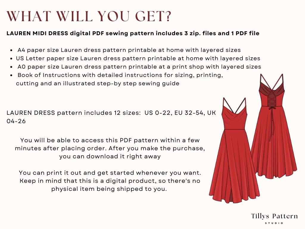 Prom Dress Sewing Pattern Backless Dress Pattern Midi Dress Pattern ...