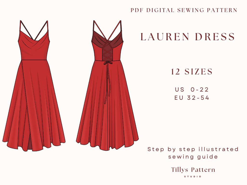 Prom Dress Sewing Pattern Backless Dress Pattern Midi Dress Pattern ...