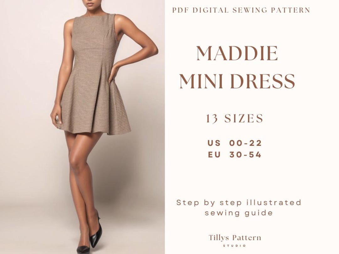 A Line Dress Pattern| Flare Mini Dress Sewing Pattern| Wedding Guest ...