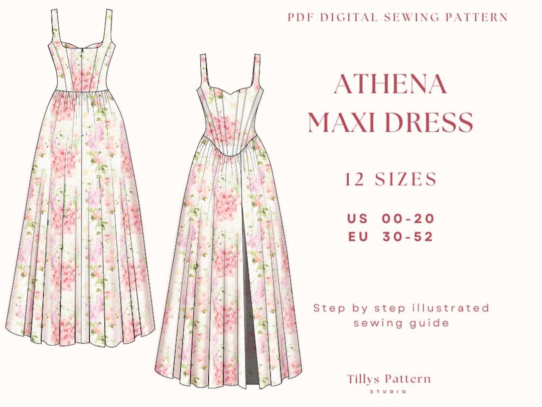 Evening Corset Dress Sewing Pattern| Slit Dress Pattern| Sweetheart ...