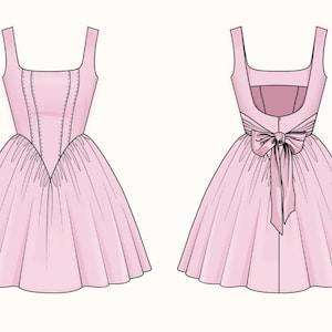 Corset Dress Sewing Pattern| Open Back Dress Pattern| V Waist Dress ...