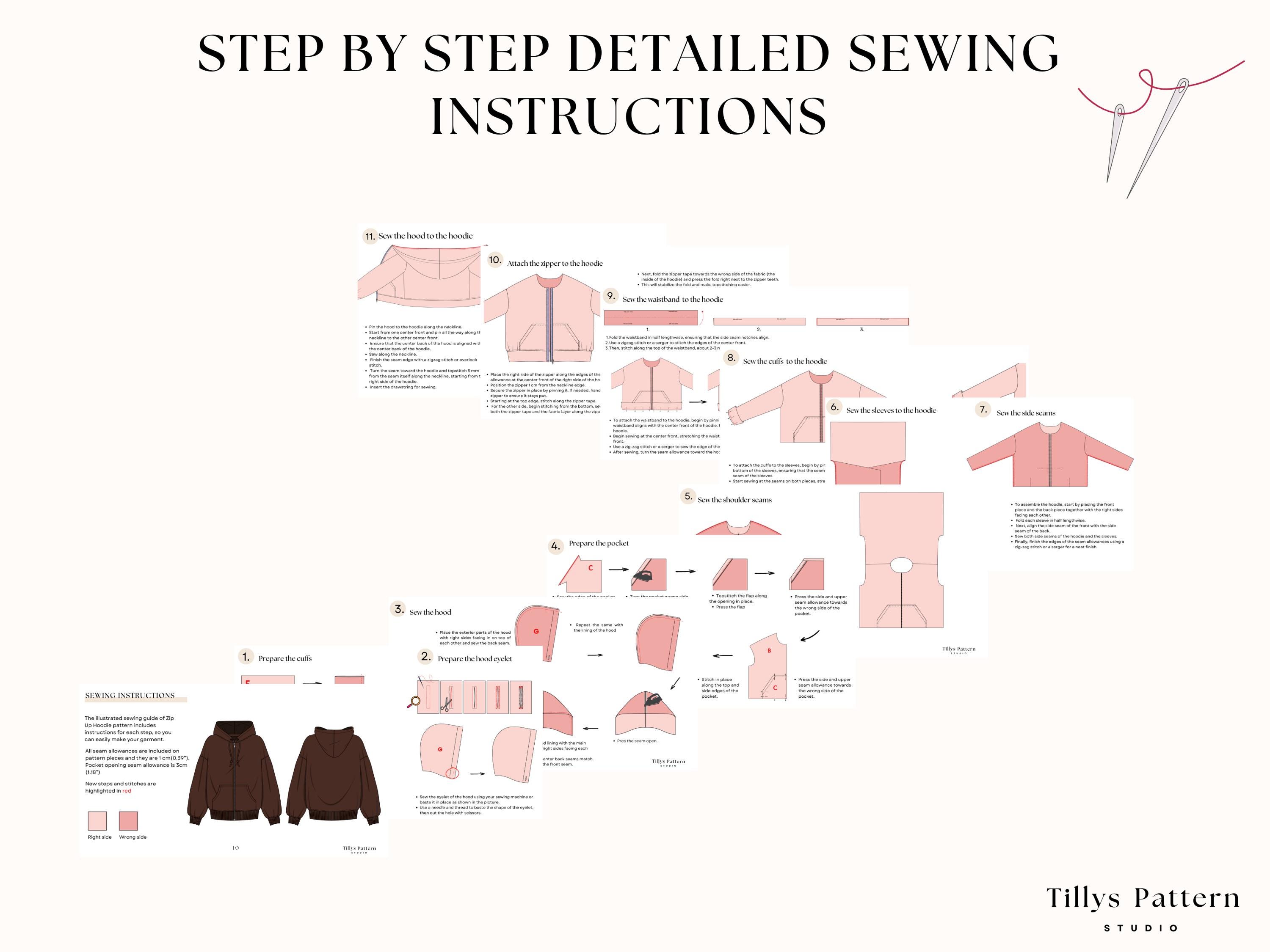 Zip up Hoodie Sewing Pattern| Women Hoodie Pattern| Zipper Jacket ...