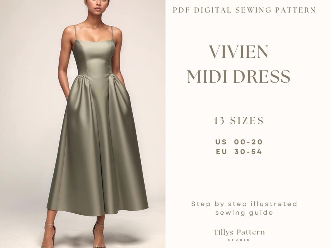 Midi Dress Sewing Pattern| Open Back Dress Pattern| Prom Dress Pattern ...