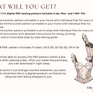 Bustier Sewing Pattern| Corset Pattern| Peplum Corset Pattern|11 Sizes ...