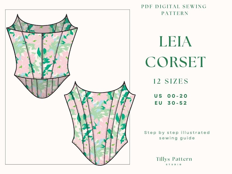 Overbust Corset Top Sewing Pattern| Easy Corset Pattern |cottage Core ...