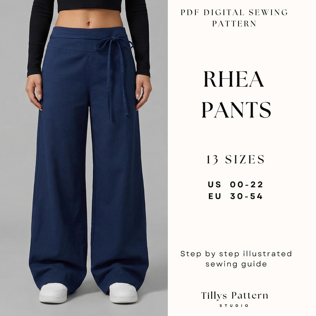 Low Waist Wide Leg Pants Sewing Pattern| Yoke Pants With Waist Tie ...