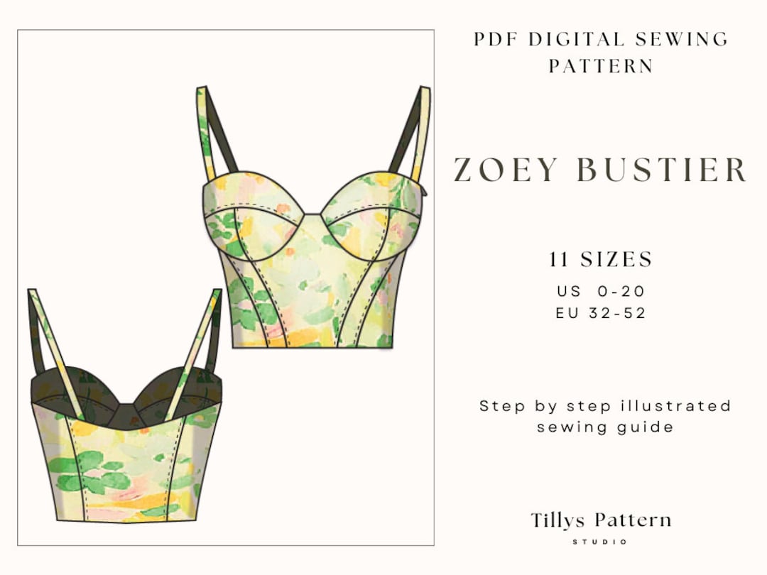 Bustier Sewing Pattern|corset Pattern|pdf Digital Sewing Pattern|11 ...
