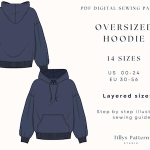 Oversized Hoodie Sewing Pattern| Women Hoodie Pattern| Sweatshirt Pattern| US 00-24|lounge Wear ...