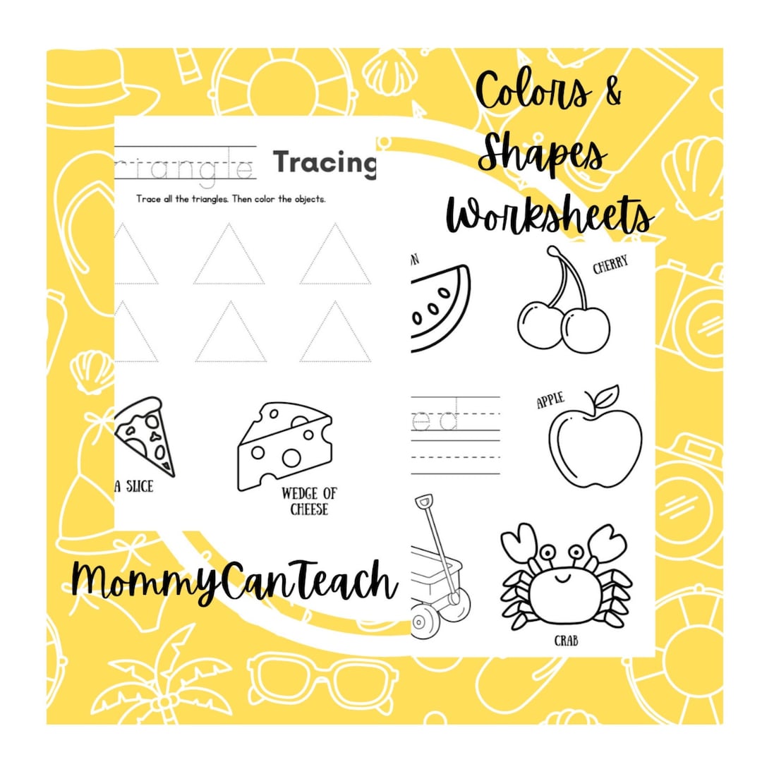 Preschool Colors and Shapes Printable Worksheets - Etsy