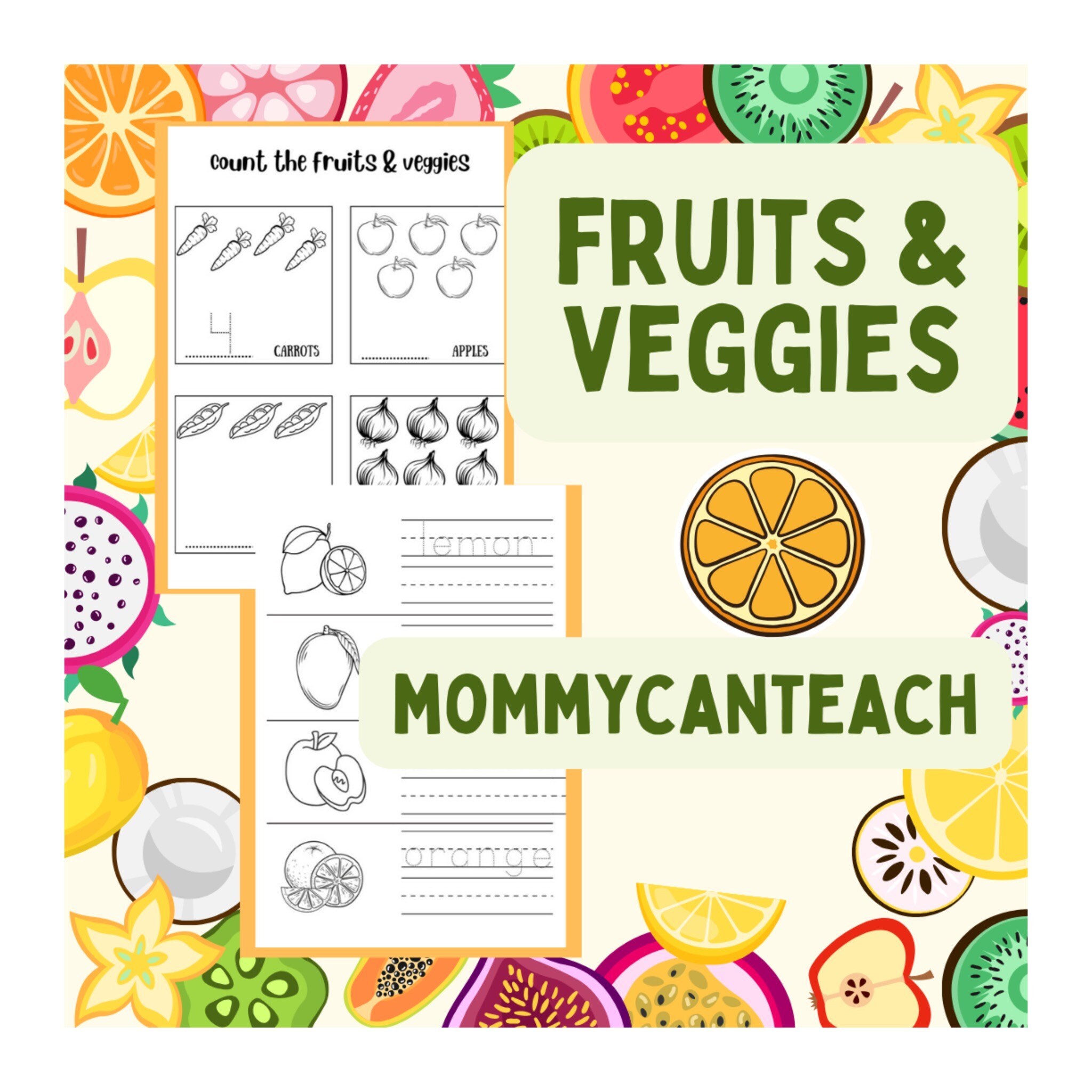 Fruits and Vegetables Preschool Printable Worksheets - Etsy
