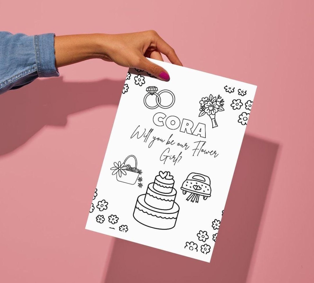 Flower Girl Proposal Coloring Card, Gift, Coloring Page, Printable ...
