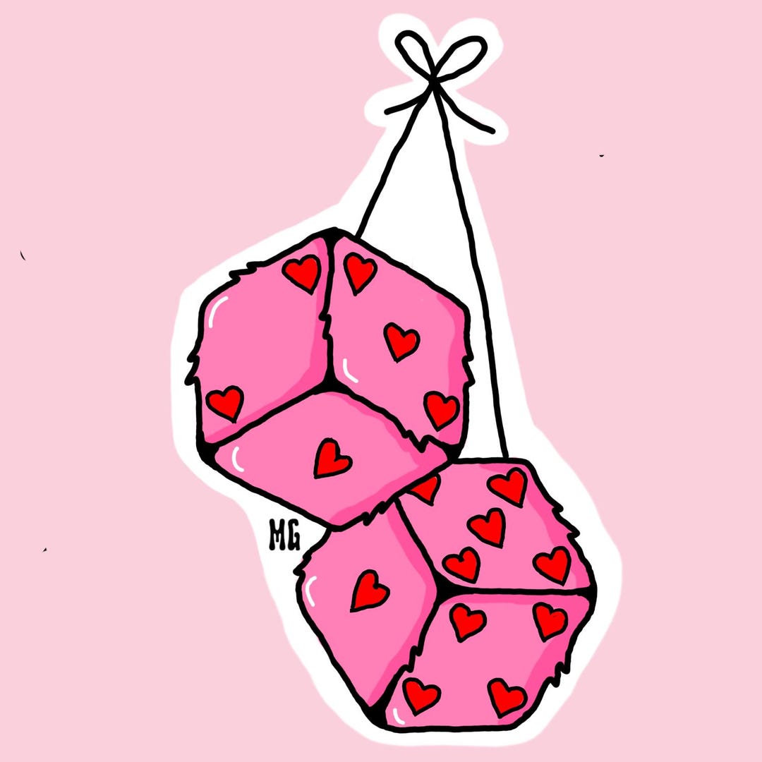 Fuzzy Dice Sticker - Marlo Graham Art - Etsy
