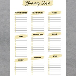 Printable Grocery List Template, Grocery Planner, Food Shopping List ...
