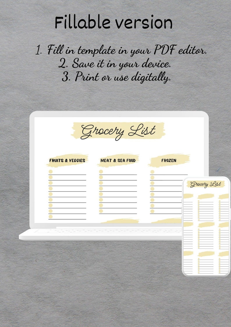 Printable Grocery List Template, Grocery Planner, Food Shopping List ...