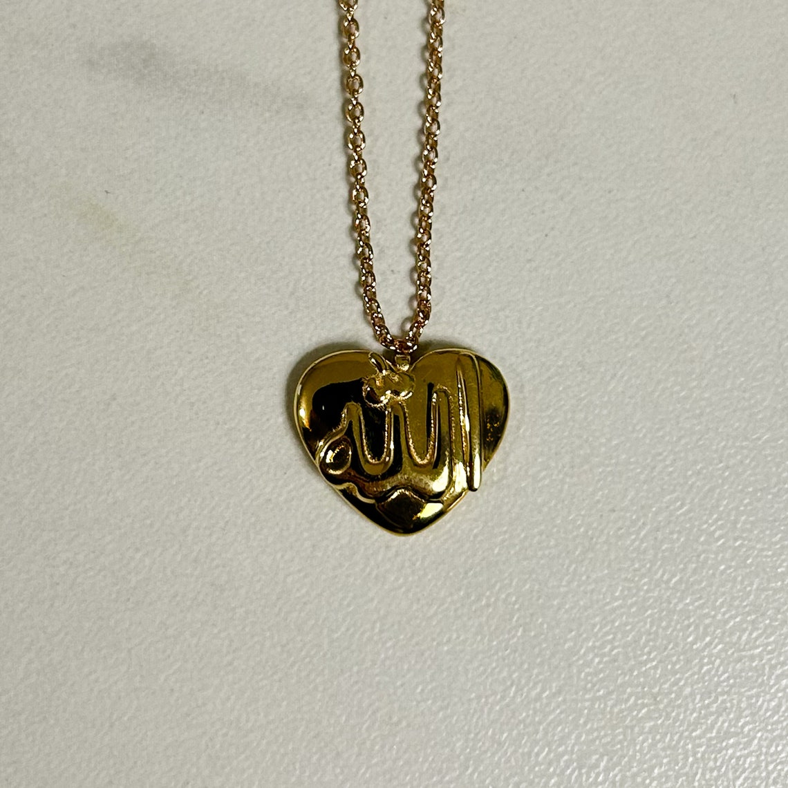 Gold-plated Allah Calligraphy Heart Pendant Necklace - Etsy