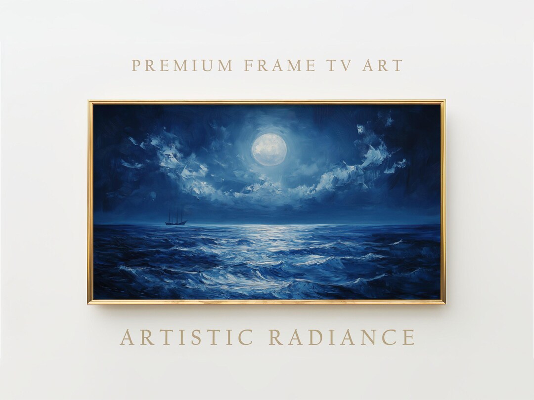 Frame Tv Art Moonlit Ocean, Frame Tv Art Nautical, Tv Art Seascape ...