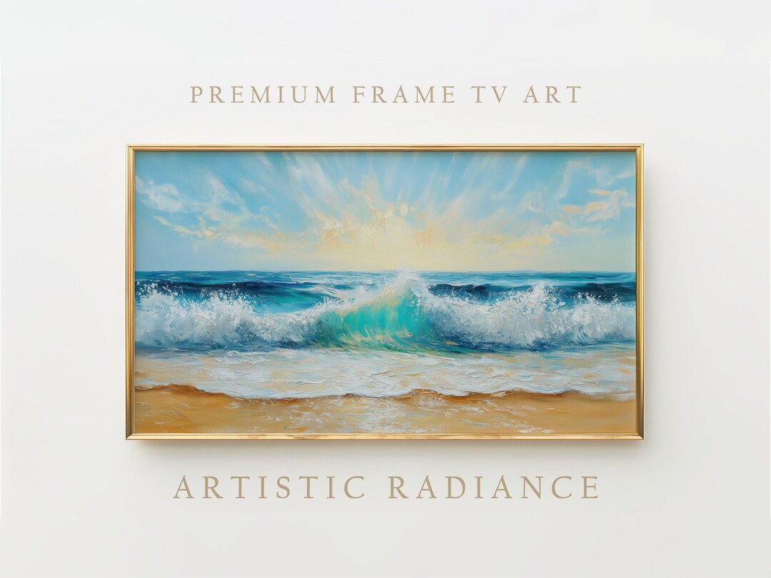 Frame Tv Art Digital File Ocean Waves Painting for Tv Background Wall ...