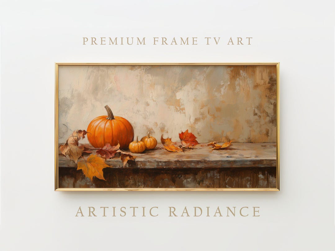 Rustic Fall Pumpkin Frame Tv Art, Vintage Painting Tv Art, Thanksgiving ...