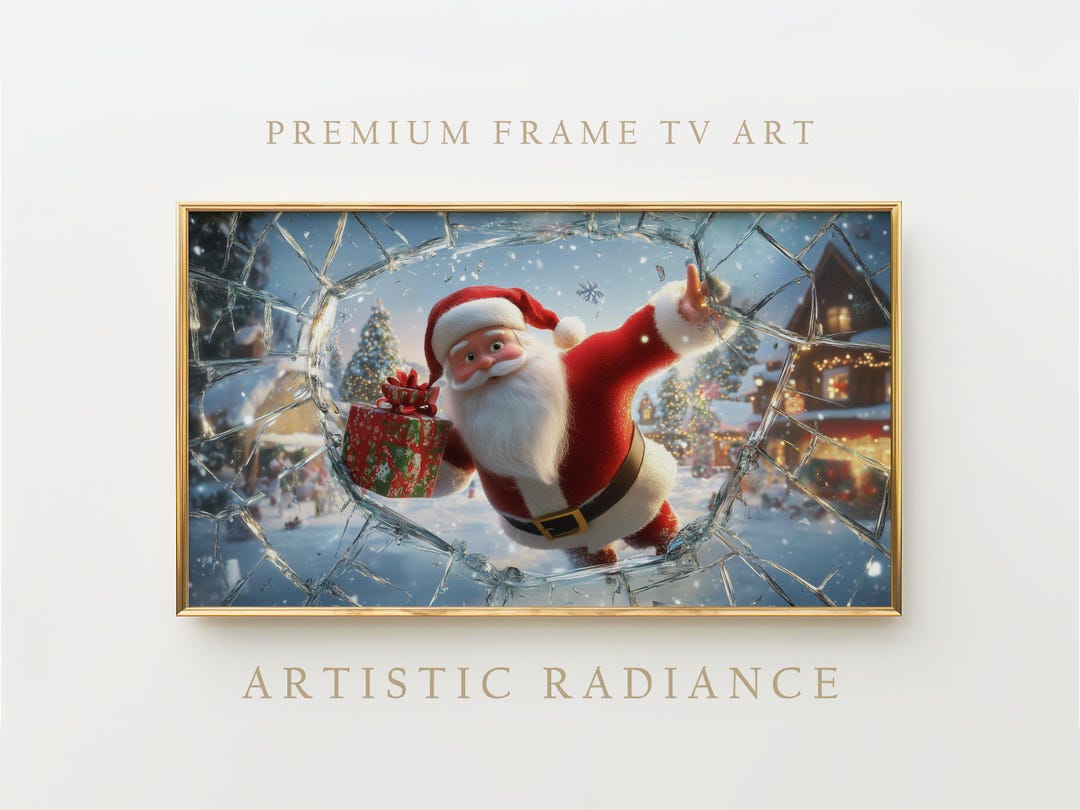 Santa Claus Christmas Frame TV Art 3D, Holiday Santa Claus Painting ...