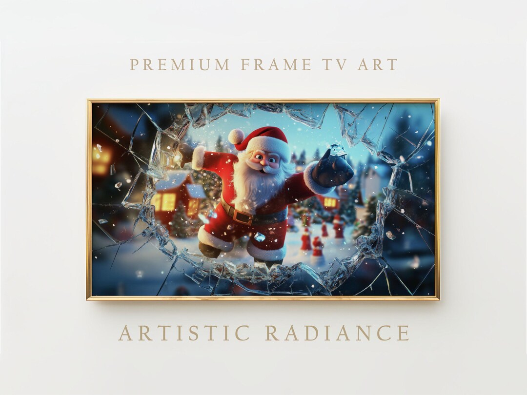 Santa Claus Christmas Frame TV Art 3D, Holiday Santa Claus Painting ...