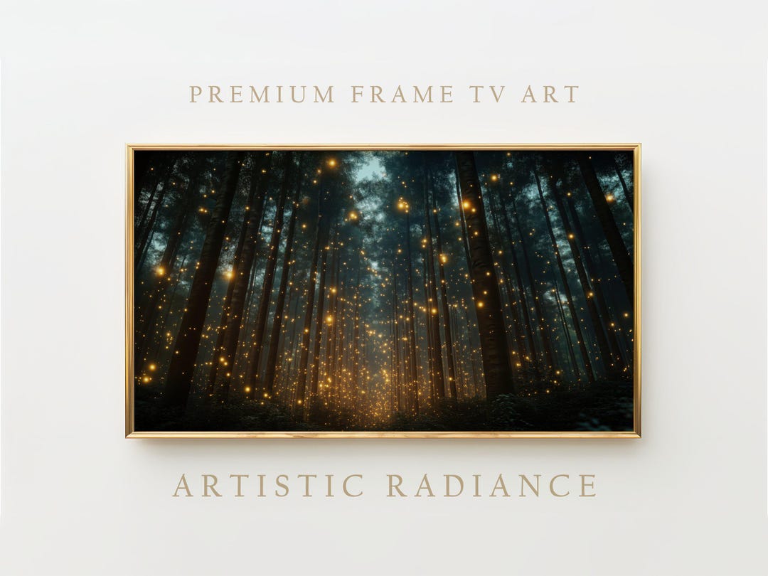 Enchanted Forest Fireflies Frame Tv Art, Glowing Fireflies in Forest Tv ...