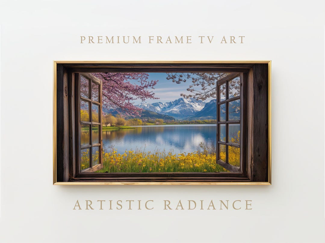 Scenic Frame Tv Art, Open Window View, Digital Landscape, Mountain Lake ...