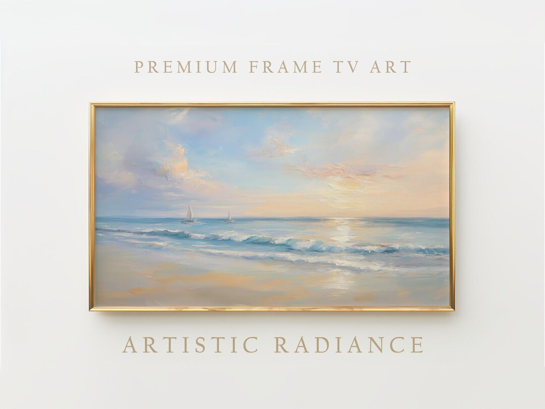 Frame Tv Art Beach Scene, Frame Tv Wall Art, Coastal Tv Art, Seascape ...