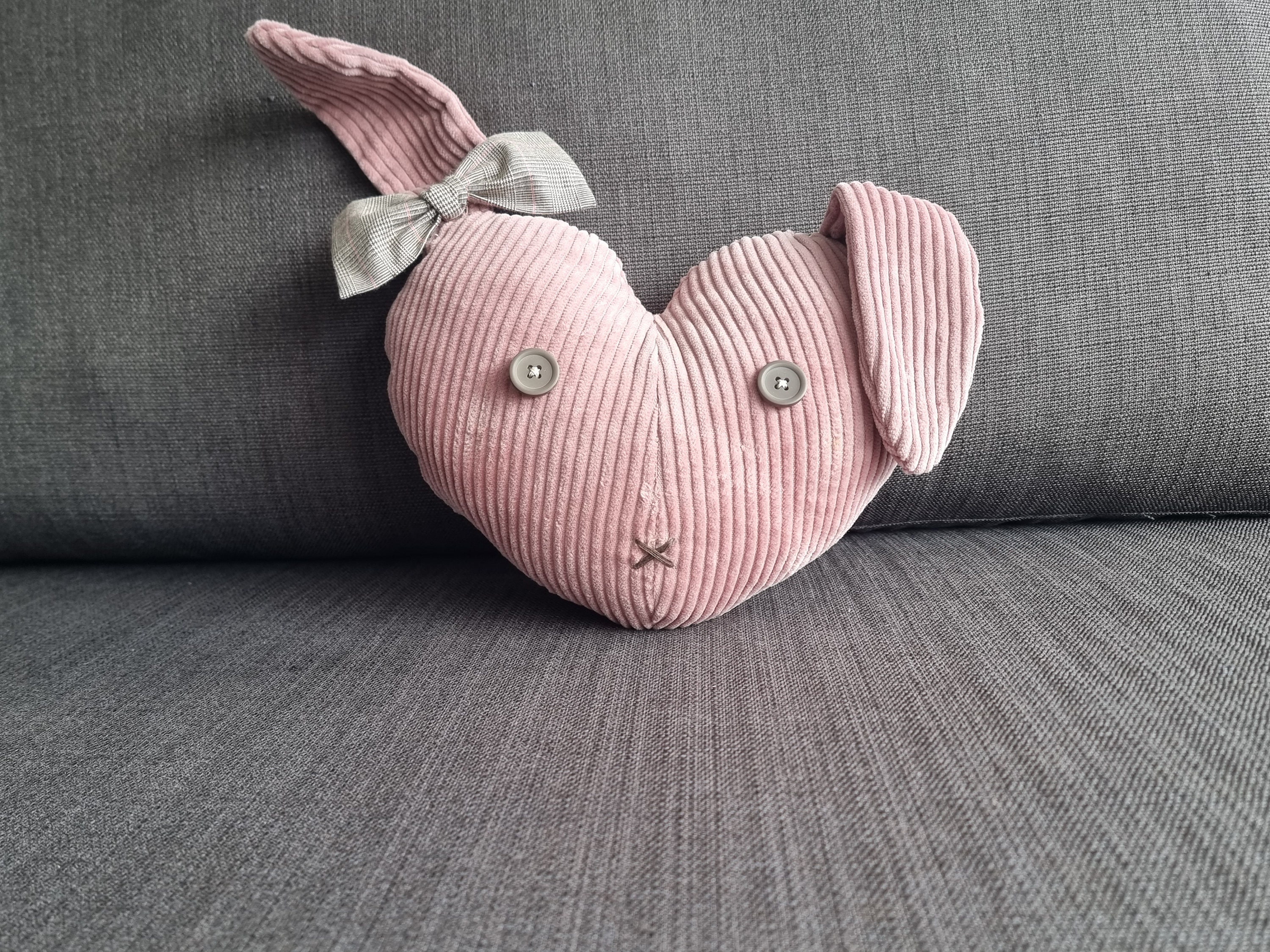 Easy Step-by-step Sewing Pattern for a Heart-shaped Bunny Cushion Toy ...