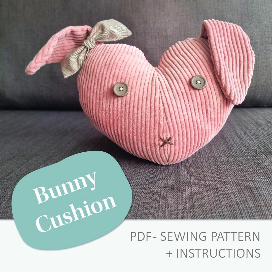 Easy Step-by-step Sewing Pattern for a Heart-shaped Bunny Cushion Toy ...