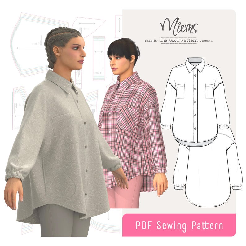 Step-by-step PDF Sewing Pattern for a Women's Shirt-jacket, Shacket ...