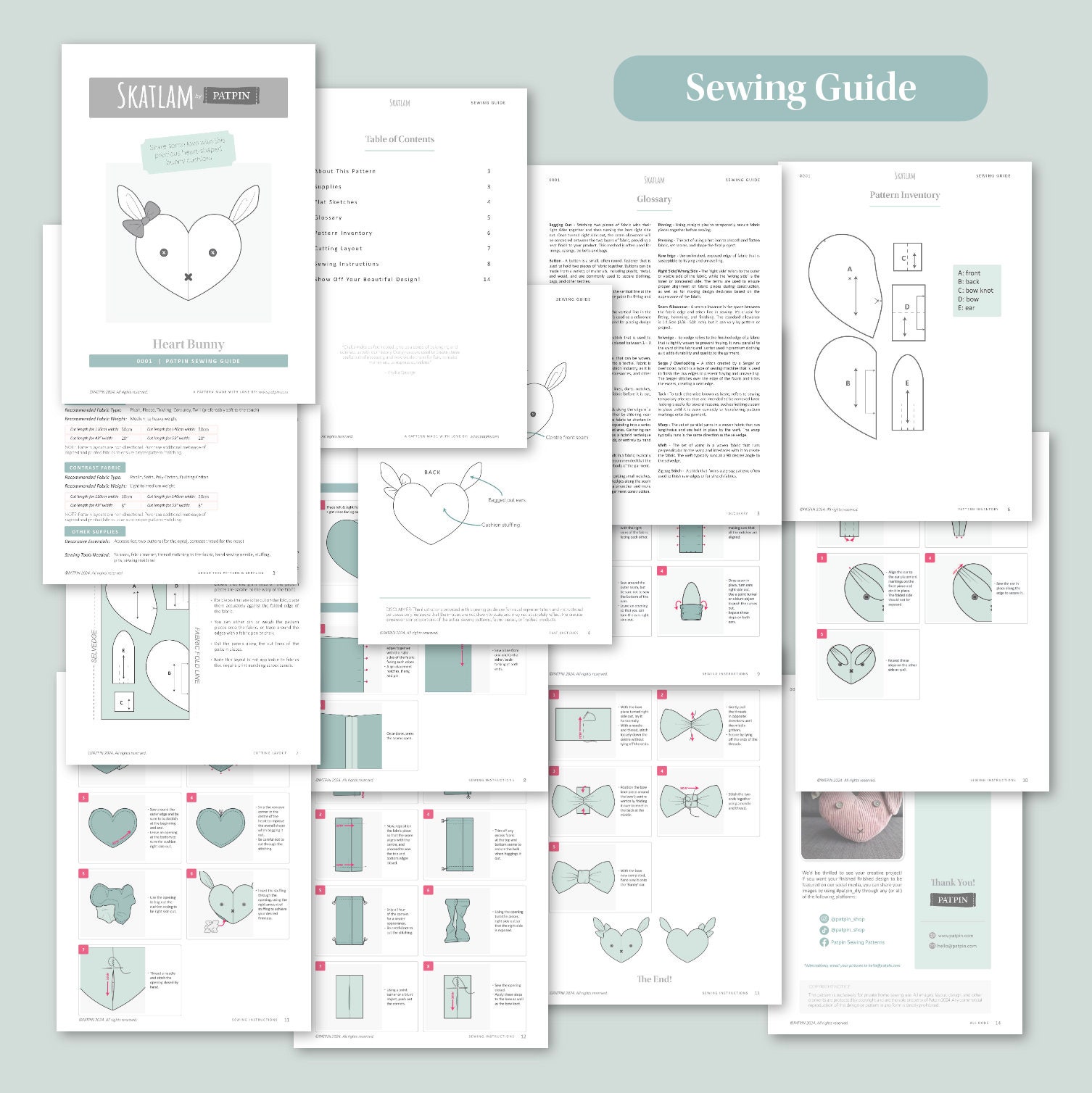 Heart Bunny Sewing Pattern: Beginner-friendly Plush Toy (PDF Pattern ...