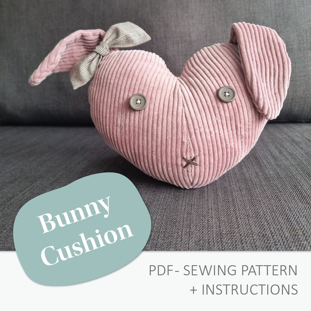 Easy Step-by-step Sewing Pattern for a Heart-shaped Bunny Cushion Toy ...