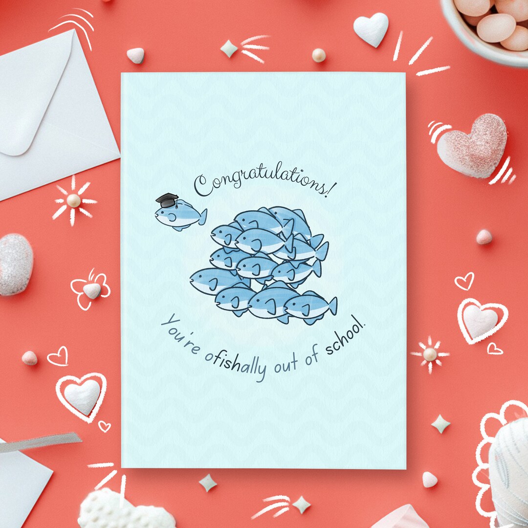 PRINTABLE Graduation Card Funny Fish Graduation Card Ofishally Out ...