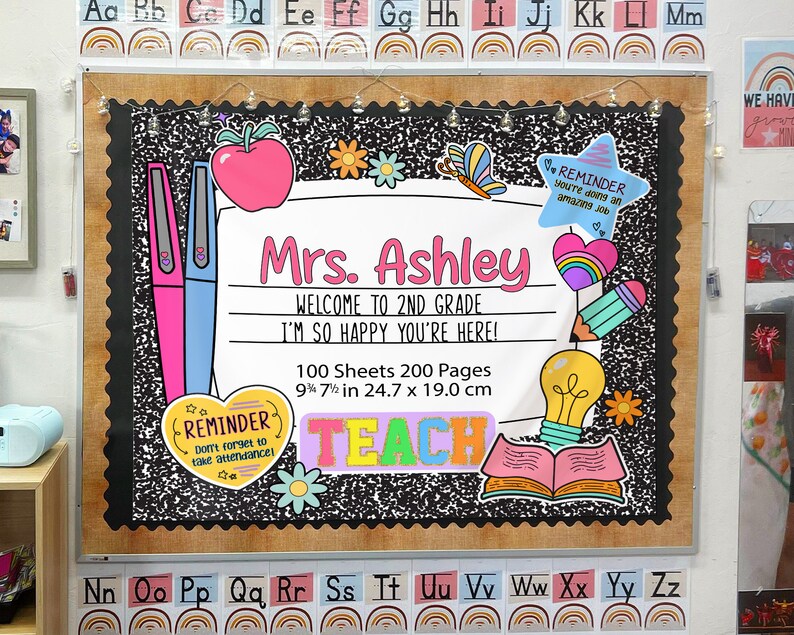 Groovy Classroom Decor, Personalized Classroom Composition Notebook ...