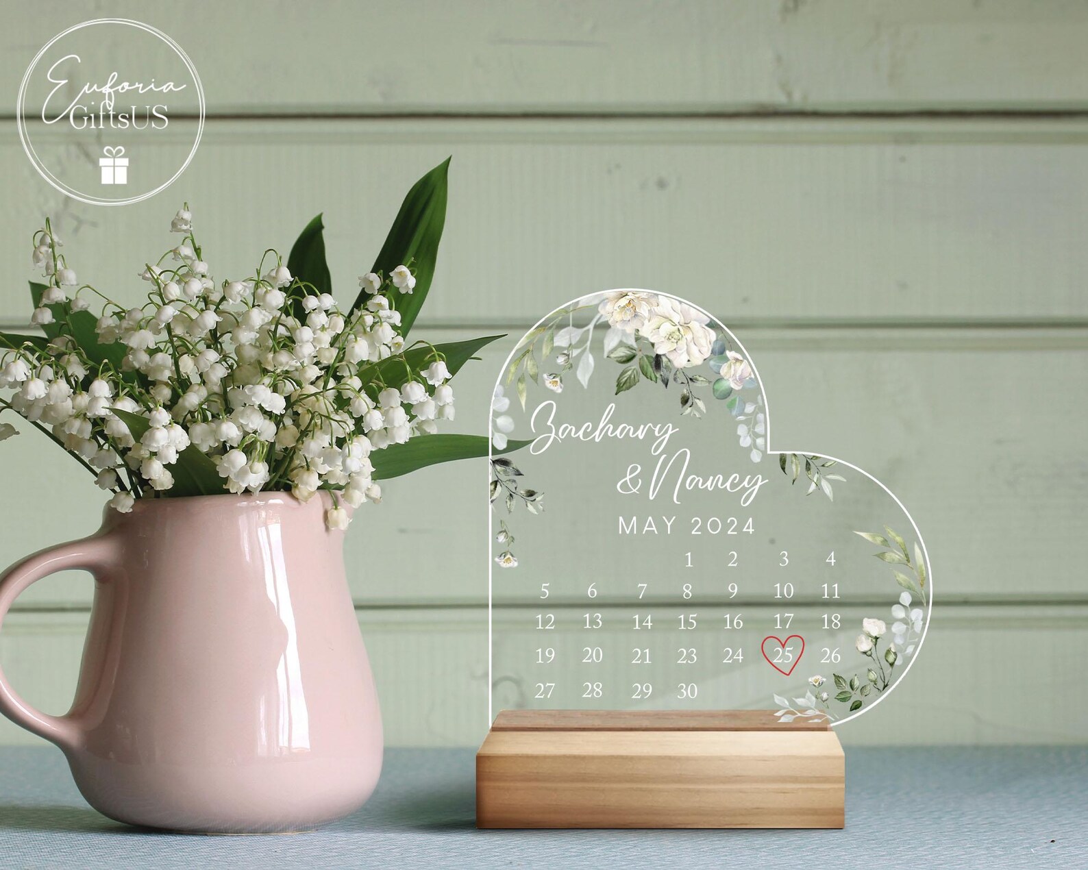 Personalized Couple Calendar LED Light, Anniversary Date Calendar ...