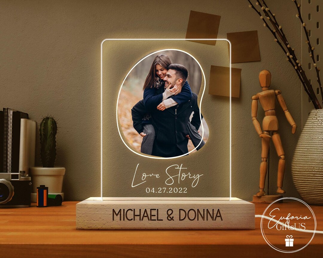 Custom Couple Photo LED Light, Personalized Couple Name Night Light ...