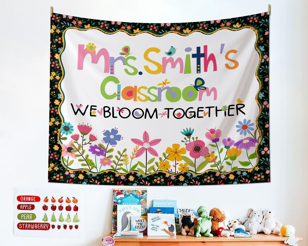 Personalized Classroom Tapestry, Classroom Banner, Teacher Wildflower ...