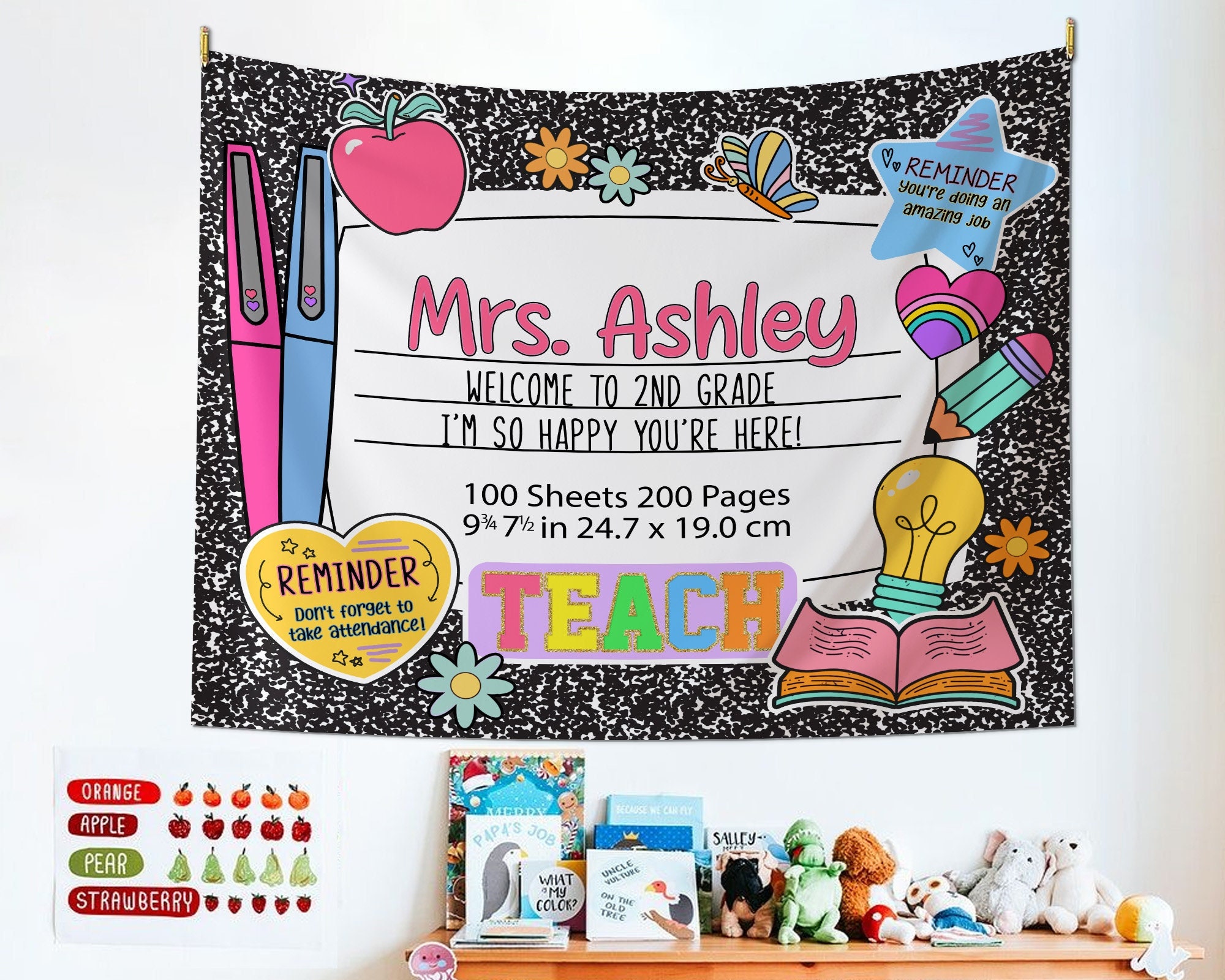 Groovy Classroom Decor, Personalized Classroom Composition Notebook ...
