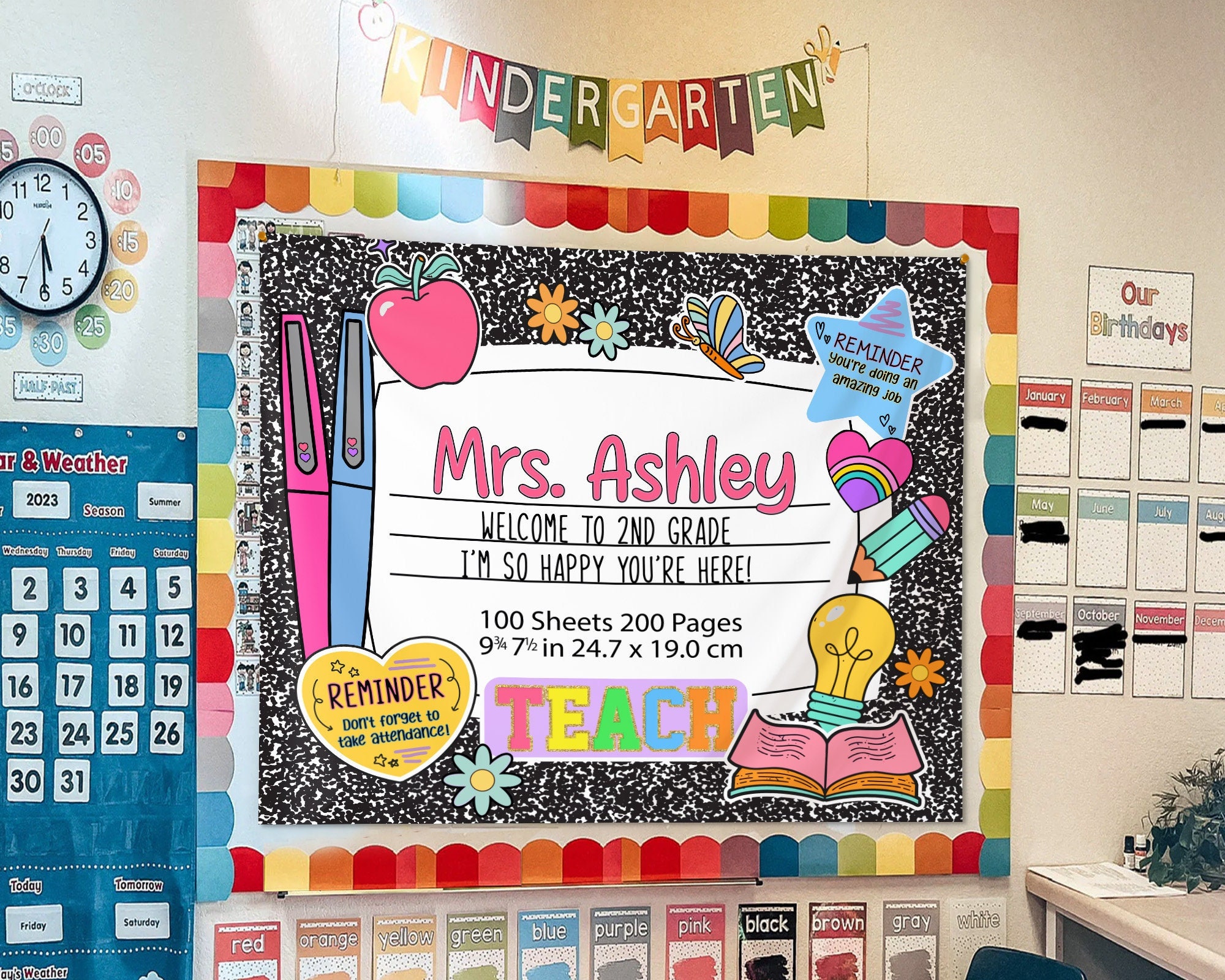 Groovy Classroom Decor, Personalized Classroom Composition Notebook ...