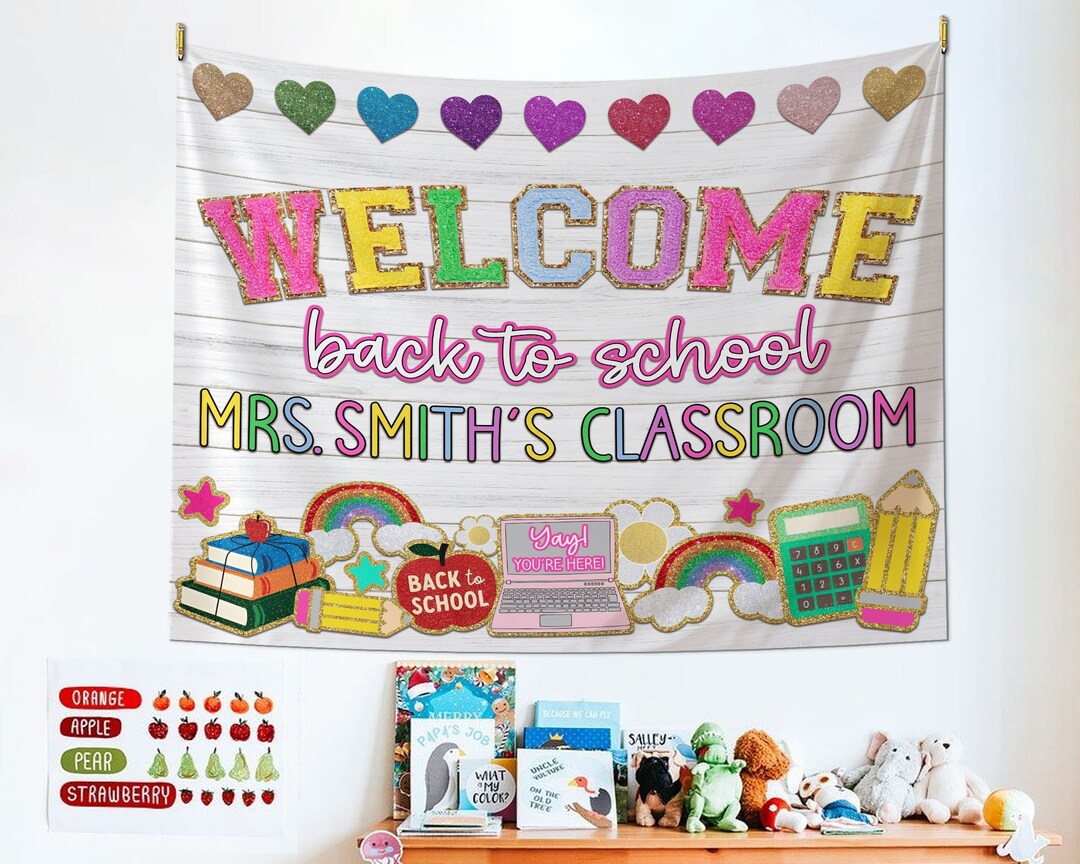 Personalized Varsity Letters Tapestry, Classroom Decor, Welcome ...