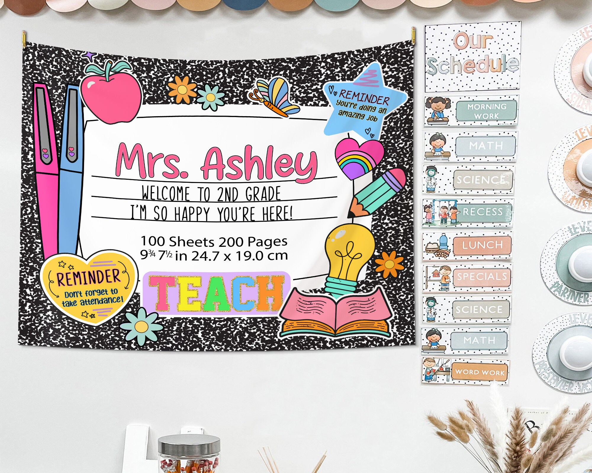 Groovy Classroom Decor, Personalized Classroom Composition Notebook ...