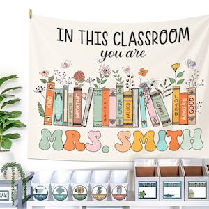 Personalized Groovy Classroom Decor, Teacher Classroom Tapestry ...