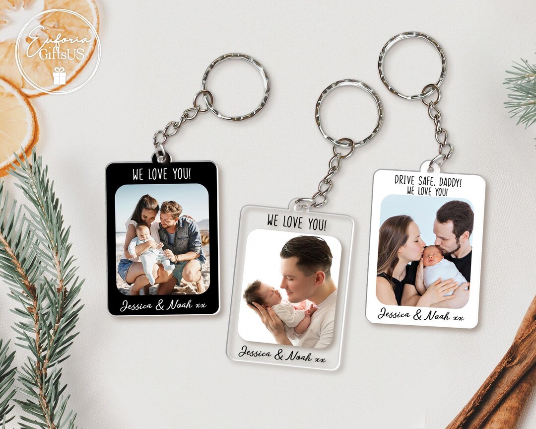 Personalised Dad Keyring Keychain, Custom Photo Keychain for Dad ...