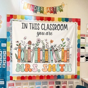 Personalized Groovy Classroom Decor, Teacher Classroom Tapestry ...