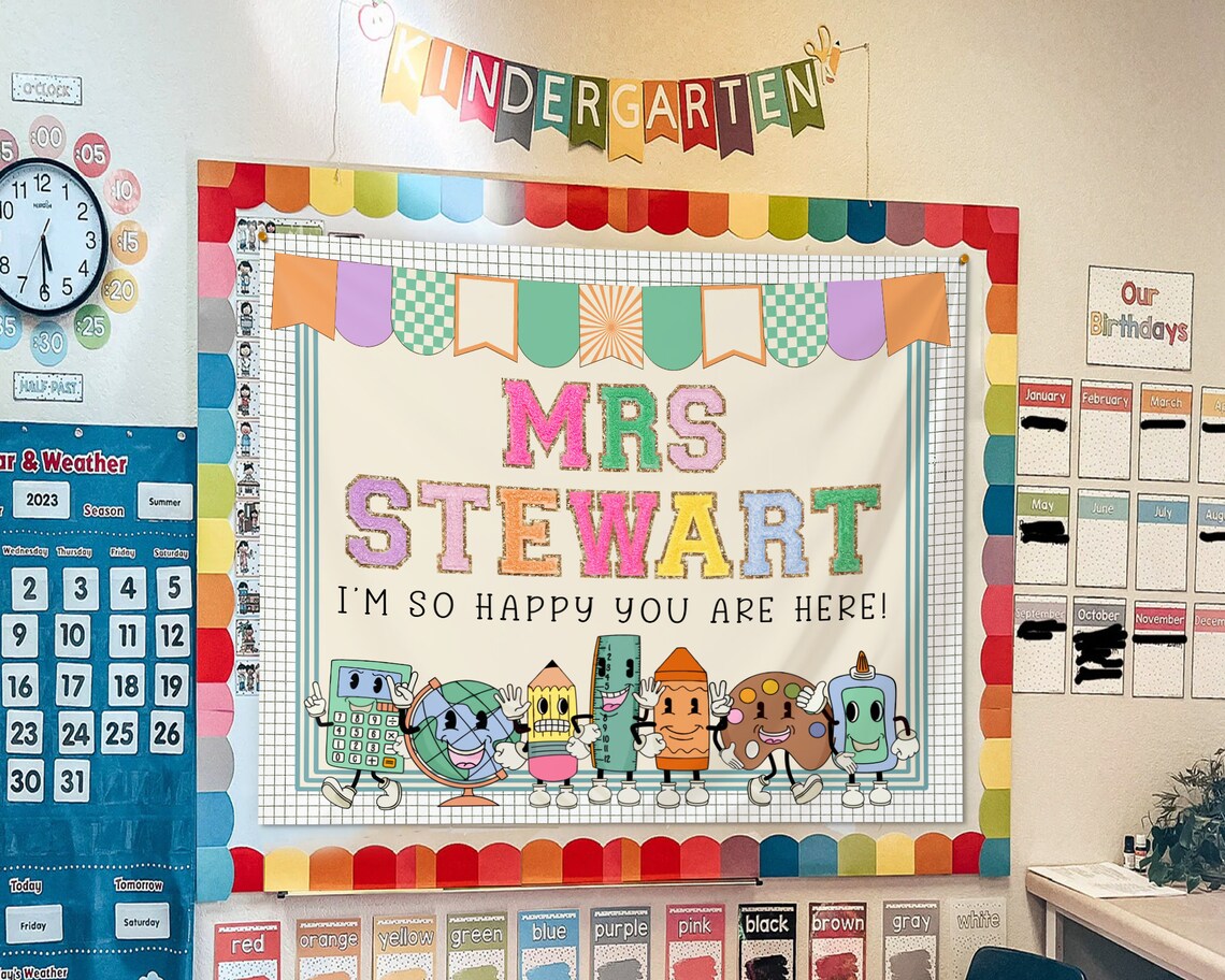 Custom Teacher Classroom Tapestry, Teachers Name Classroom Banner ...